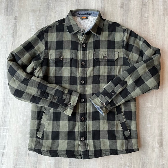 Tailor Vintage | Jackets & Coats | Tailor Vintage Green Black Sherpa ...